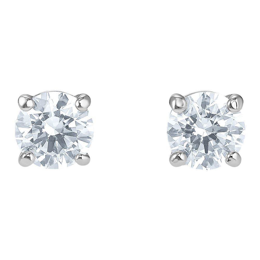 Swarovski øredobber Attract Round Pierced Earrings, White, Rhodium ...