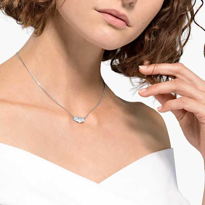 Swarovski smykke Attract Soul necklace Heart, White, Rhodium plated ...