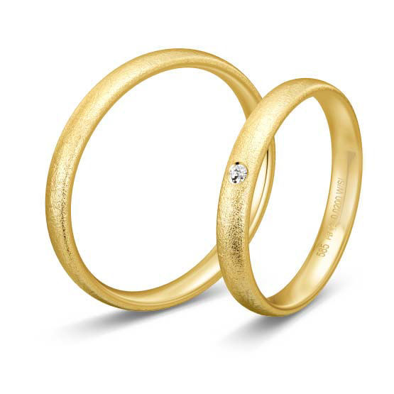 Gifteringer i gult gull 14kt, bredde 3 mm, 1,5 tykk | Gullsmed Aas