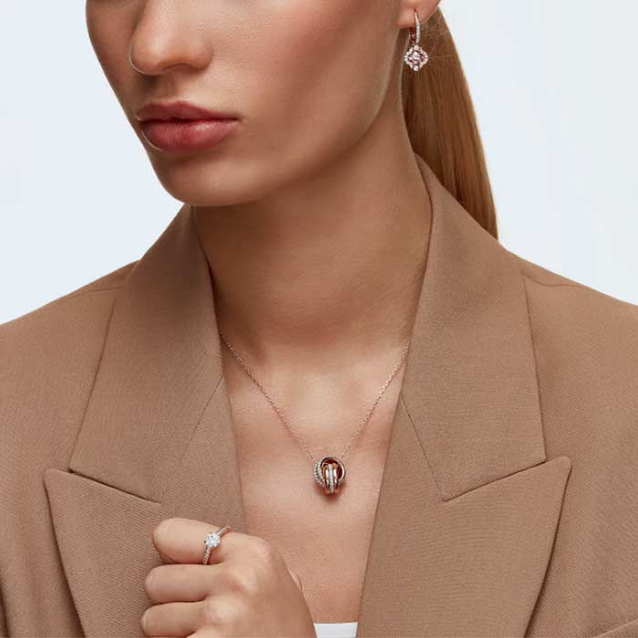 Swarovski smykke Further Pendant, White, Rose-gold tone plated ...