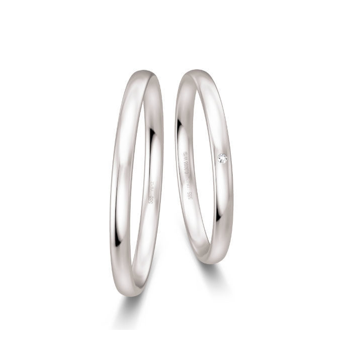 Gifteringer fra Basic Slim i hvitt gull 14kt, 2 mm, 1,2 mm tykk ...