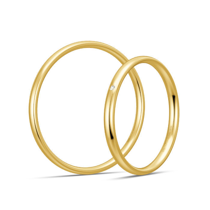 Gifteringer fra Basic Slim i gult gull 9kt, 2 mm, 1,2 mm tykk ...