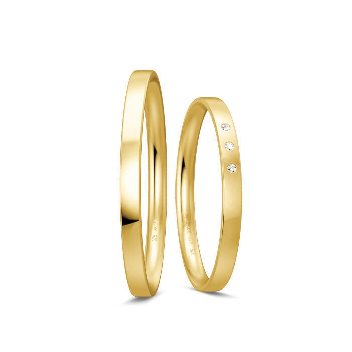 Gifteringer fra Basic Slim i gult gull 9kt, 2 mm, 1,2 mm tykk ...