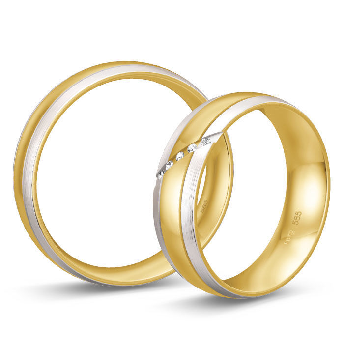 Gifteringer i hvitt & gult gull 14 kt, 5 mm LOOP| Gullsmed Aas