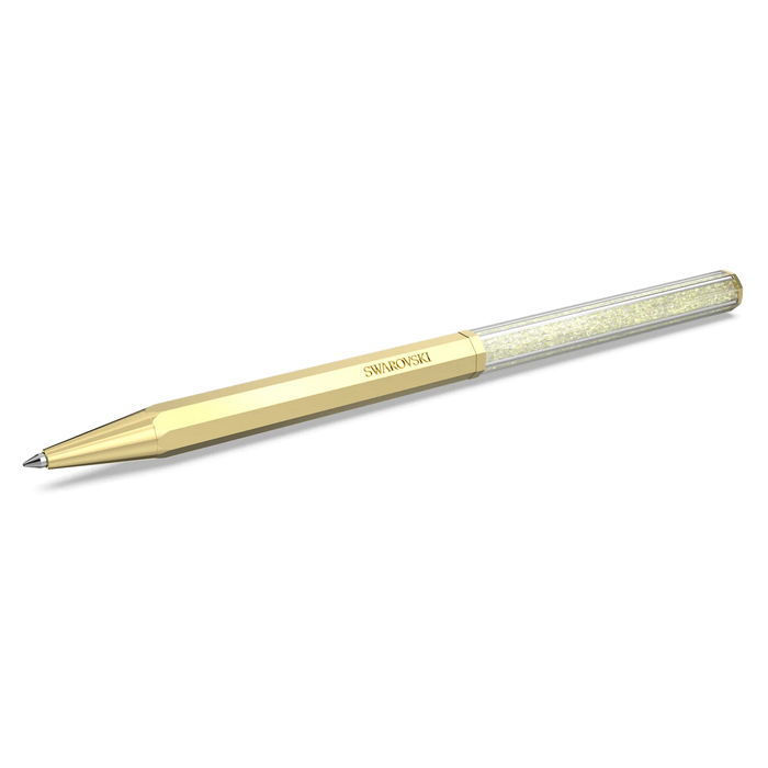 Swarovski Crystalline ballpoint pen, Octagon shape, Gold tone, Gold ...