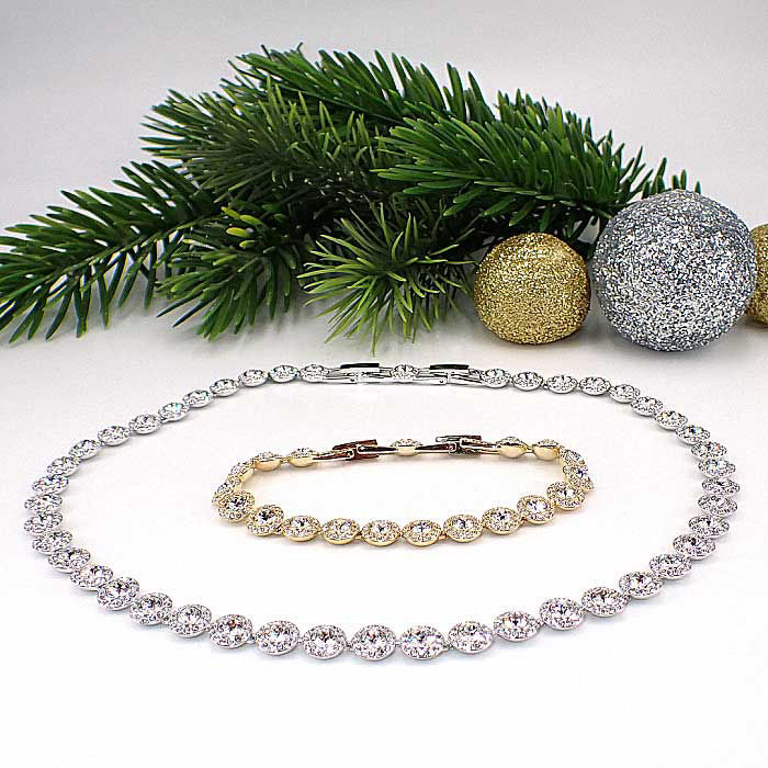 Swarovski collier Angelic necklace Round cut, White, Rose gold-tone ...