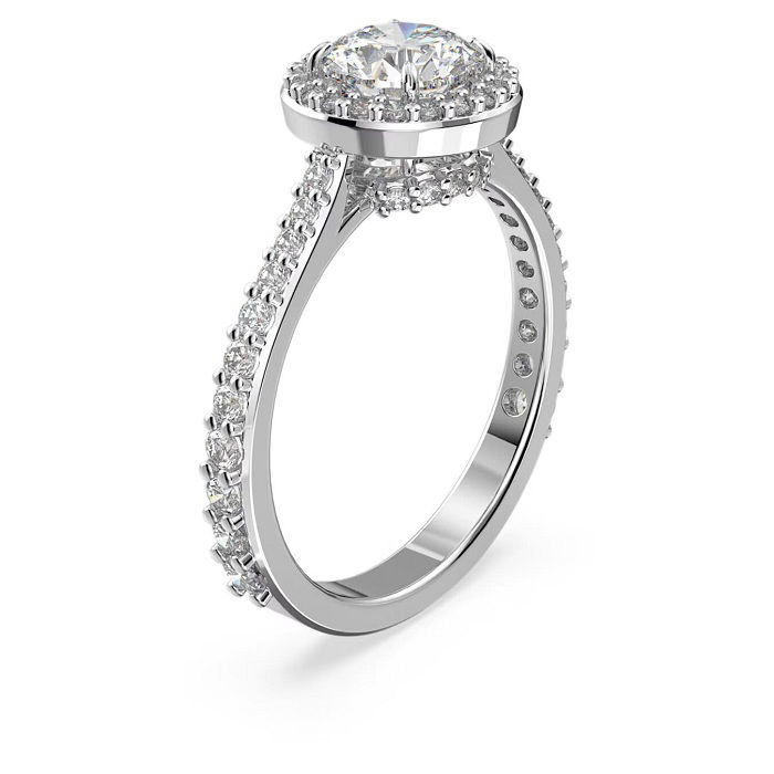 Swarovski ring Constella cocktail Round cut, Pavé, White, Rhodium ...