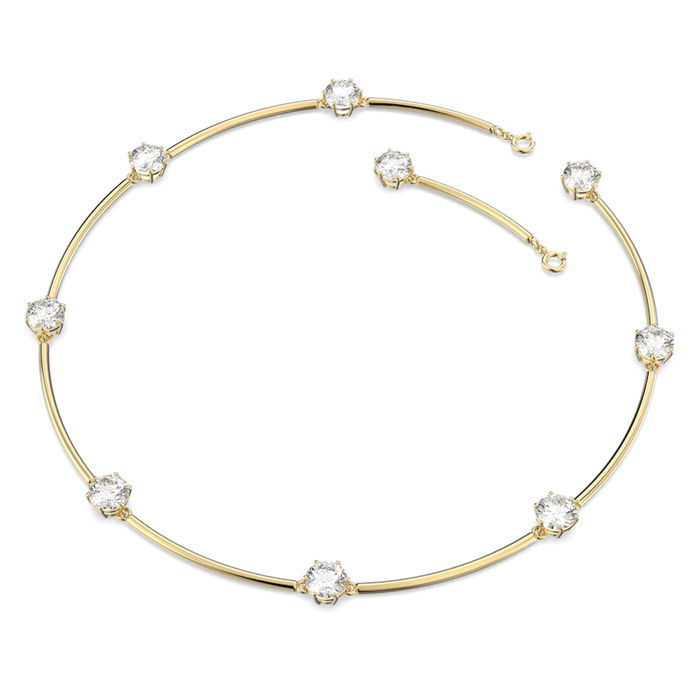 Swarovski collier Constella choker Round cut, White, Shiny gold-tone ...