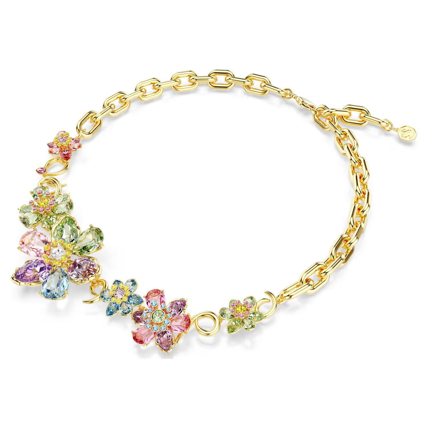 Swarovski collier Idyllia Mixed cuts, Flower, Multicolored, Gold-tone ...